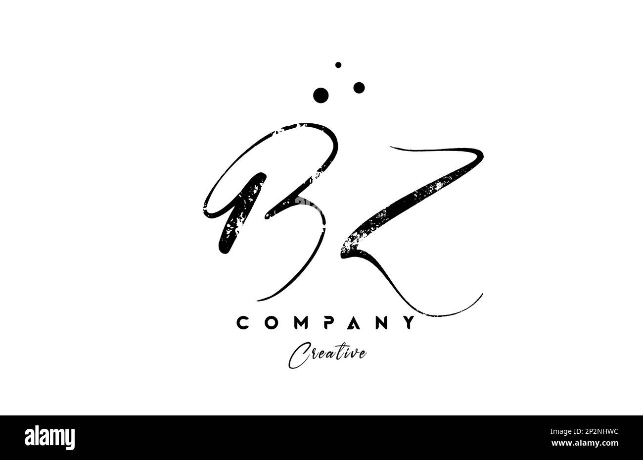 vintage BZ alphabet letter logo icon combination design with dots ...