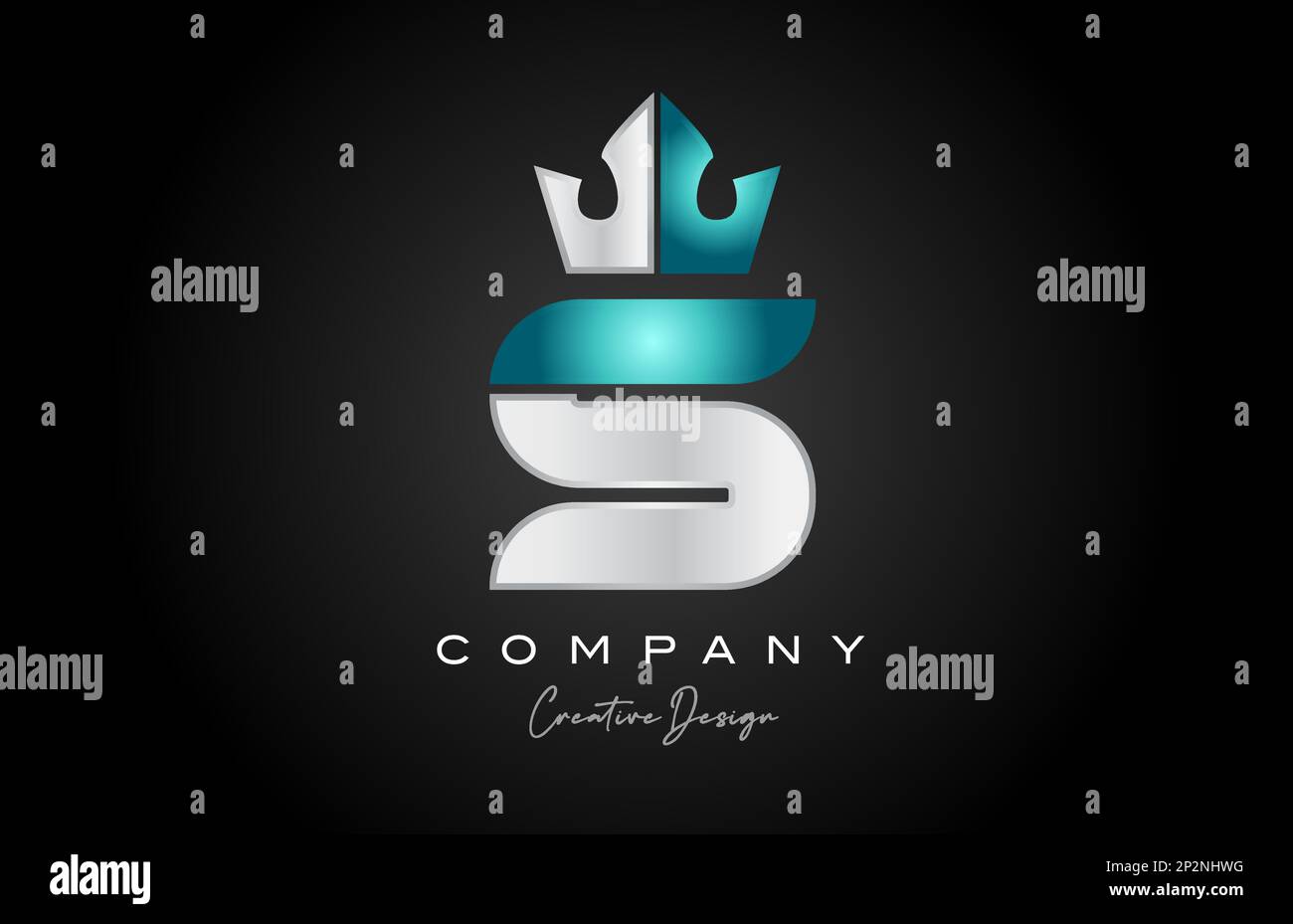 blue grey S alphabet letter logo icon design. Creative crown king ...