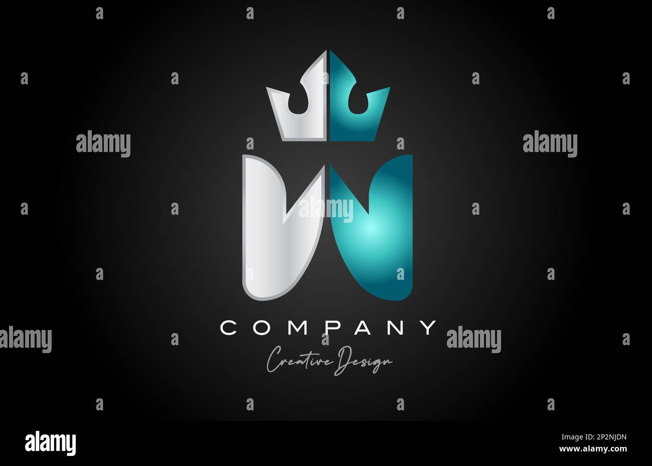 blue grey W alphabet letter logo icon design. Creative crown king ...