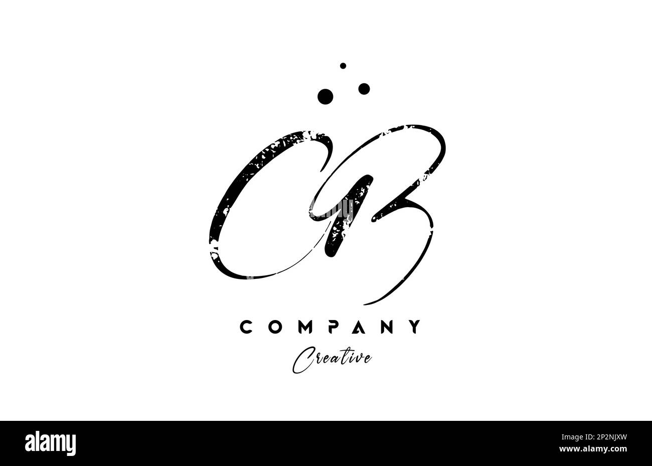 vintage CB alphabet letter logo icon combination design with dots ...