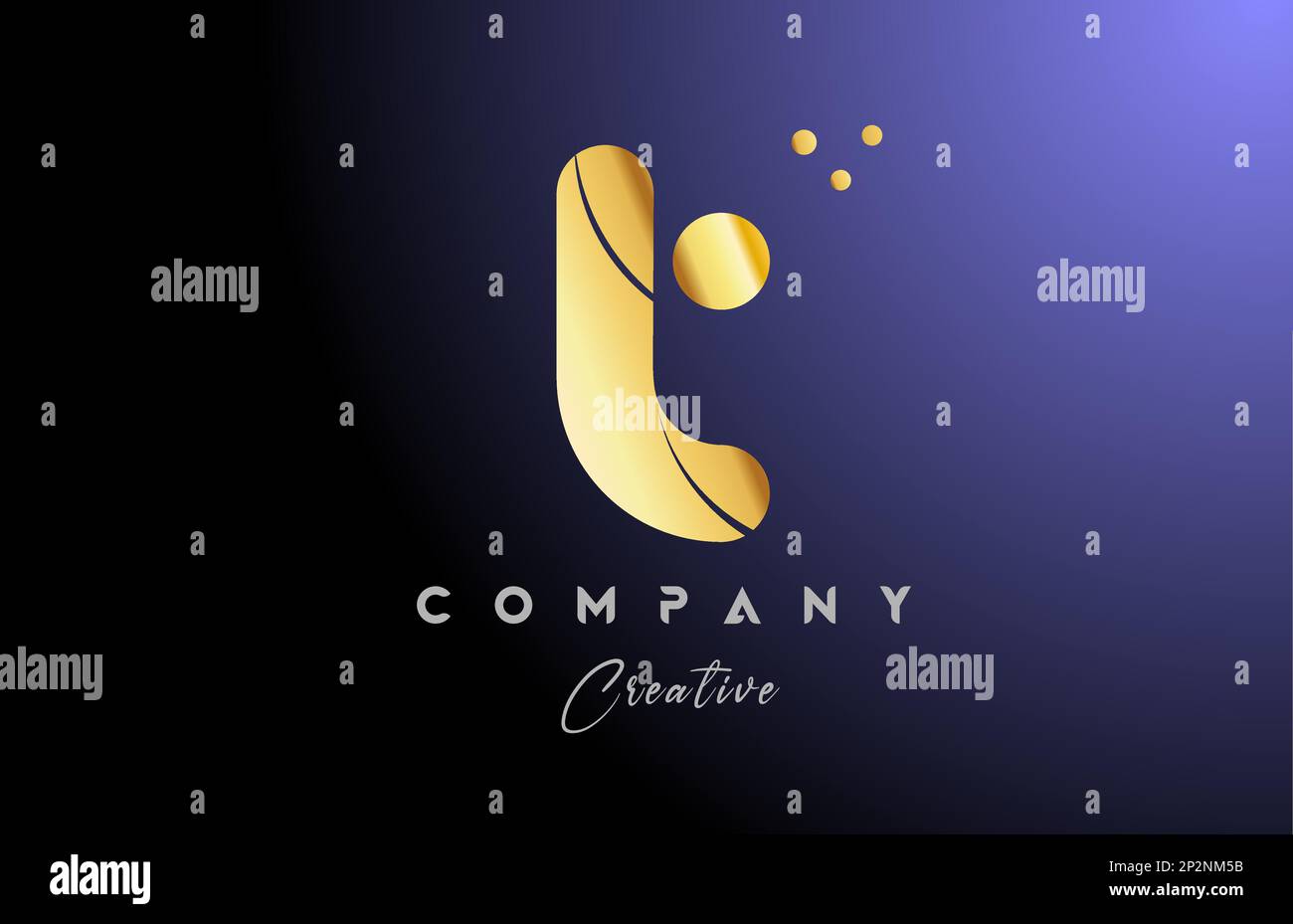 gold golden T alphabet letter logo icon design. Yellow blue color with ...