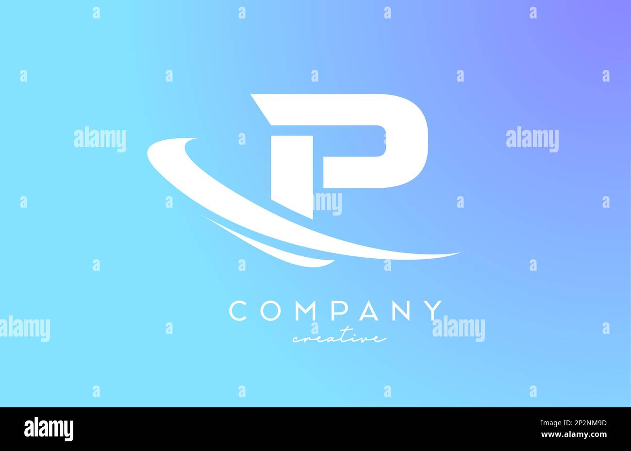 blue pastel color P alphabet letter logo icon with swoosh. Creative ...