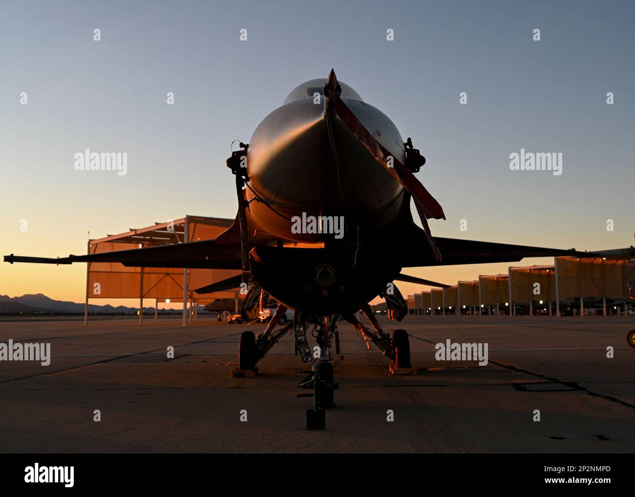 A U.S. Air Force F-16 Fighting Falcon sits on the flight line at Davis ...