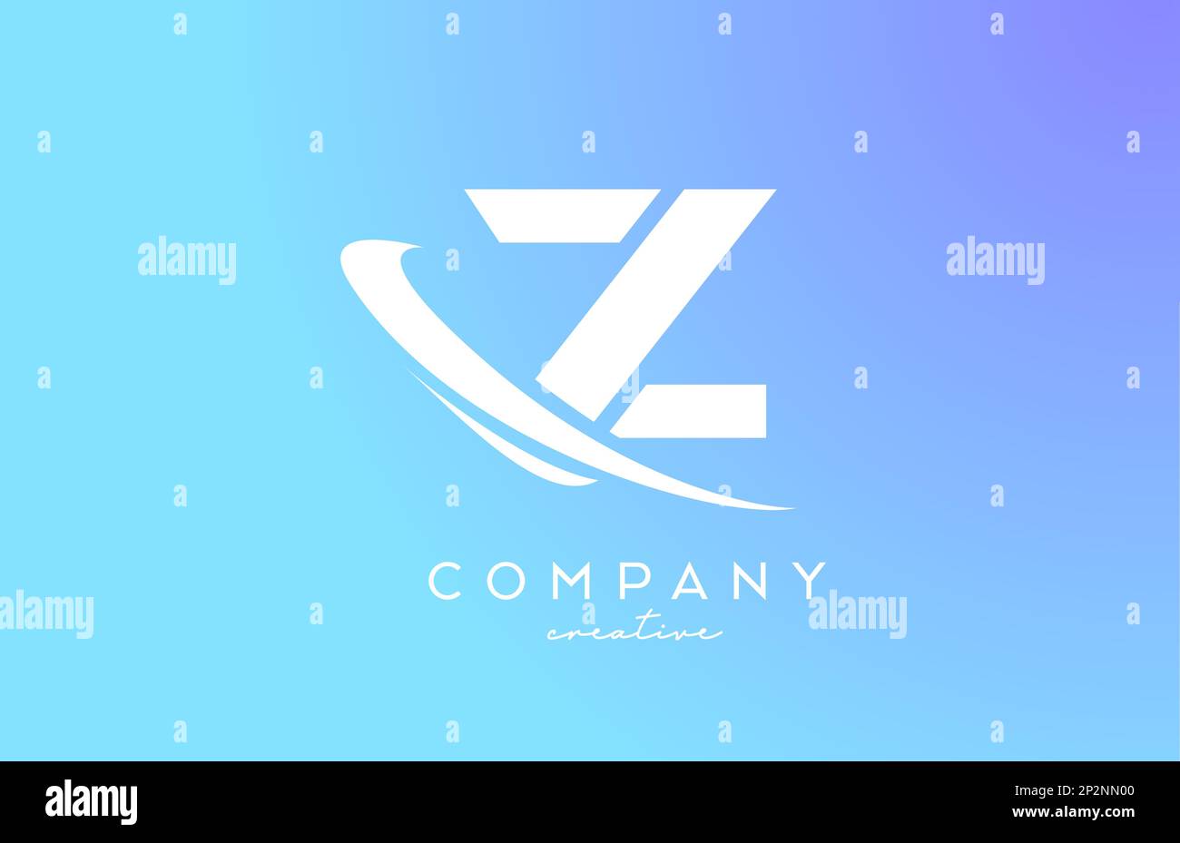 blue pastel color Z alphabet letter logo icon with swoosh. Creative ...