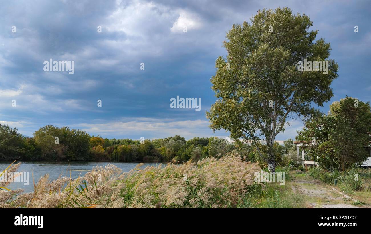 Tychero lake in Soufli region Evros Greece water reflection Stock Photo ...