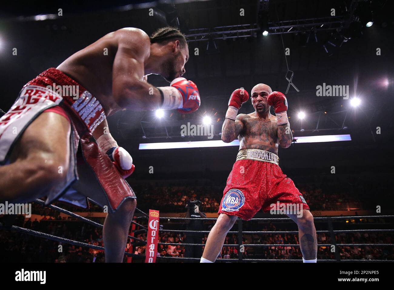 Keith Thurman (L) and Luis Collazo fight during their Premier Boxing ...