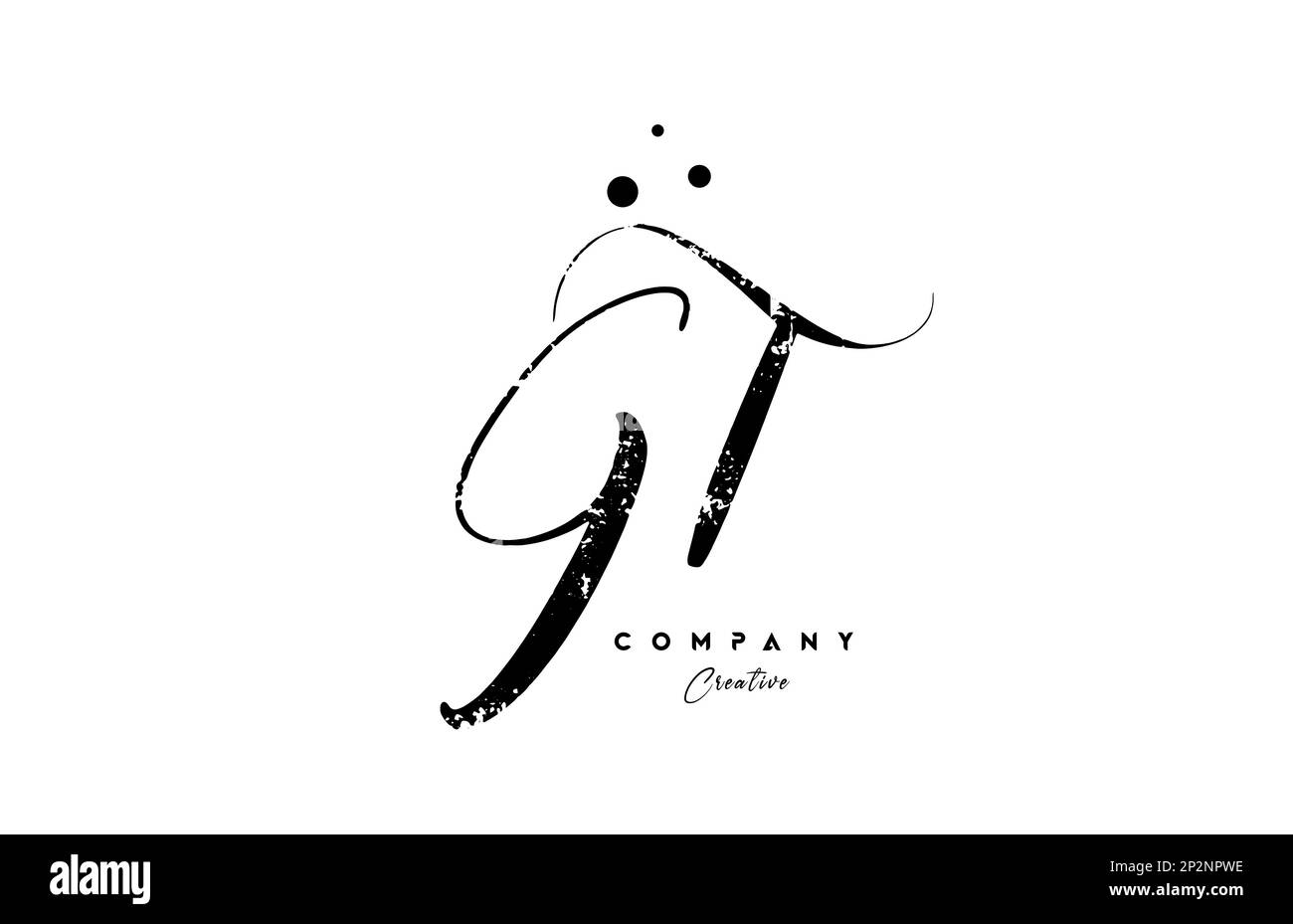 vintage GT alphabet letter logo icon combination design with dots ...