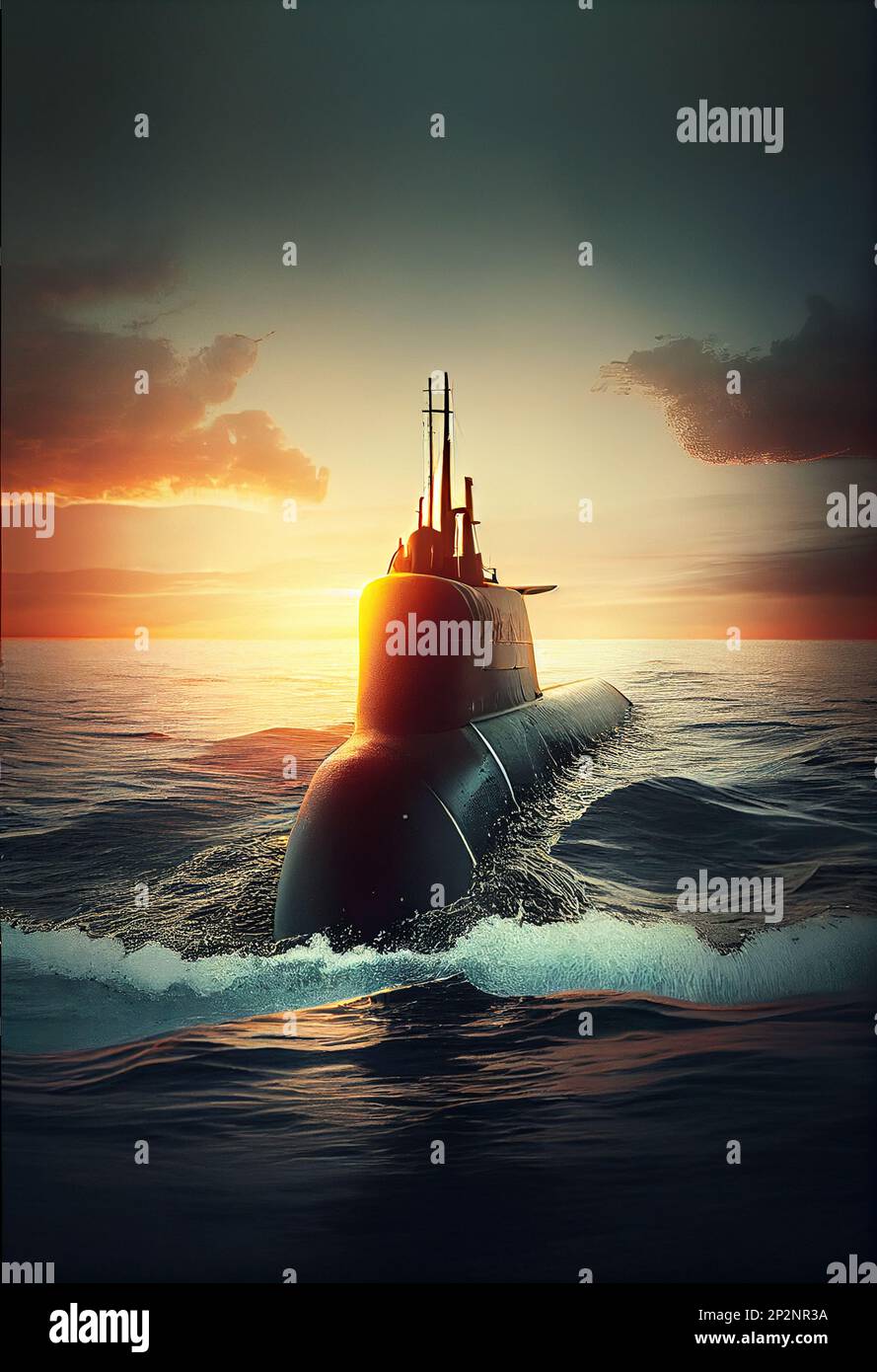 Silhouette submarine sunset hi-res stock photography and images - Alamy