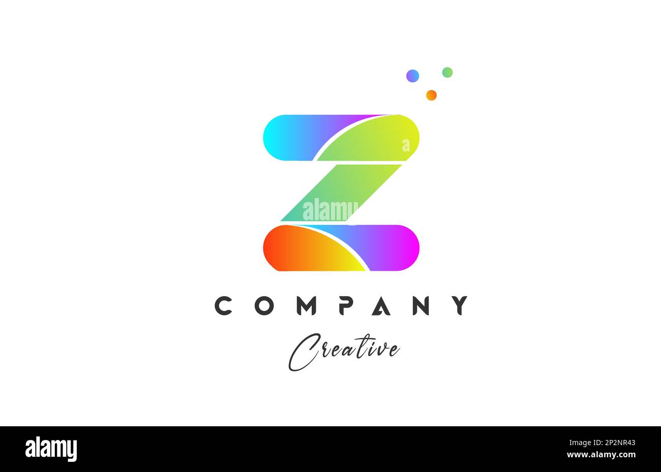 Colored Z alphabet letter logo icon design. Yellow blue green color ...