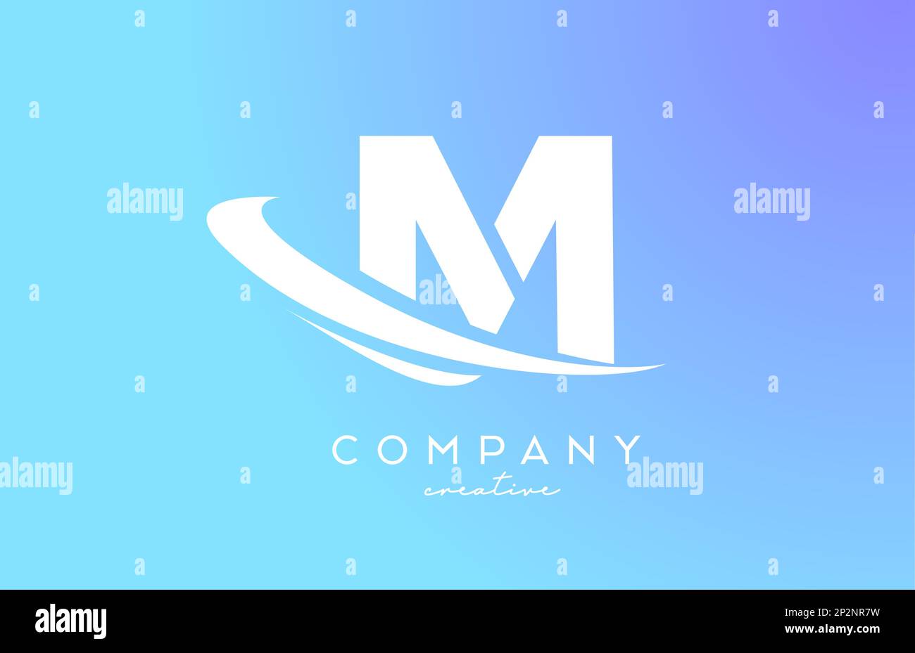 blue pastel color M alphabet letter logo icon with swoosh. Creative ...