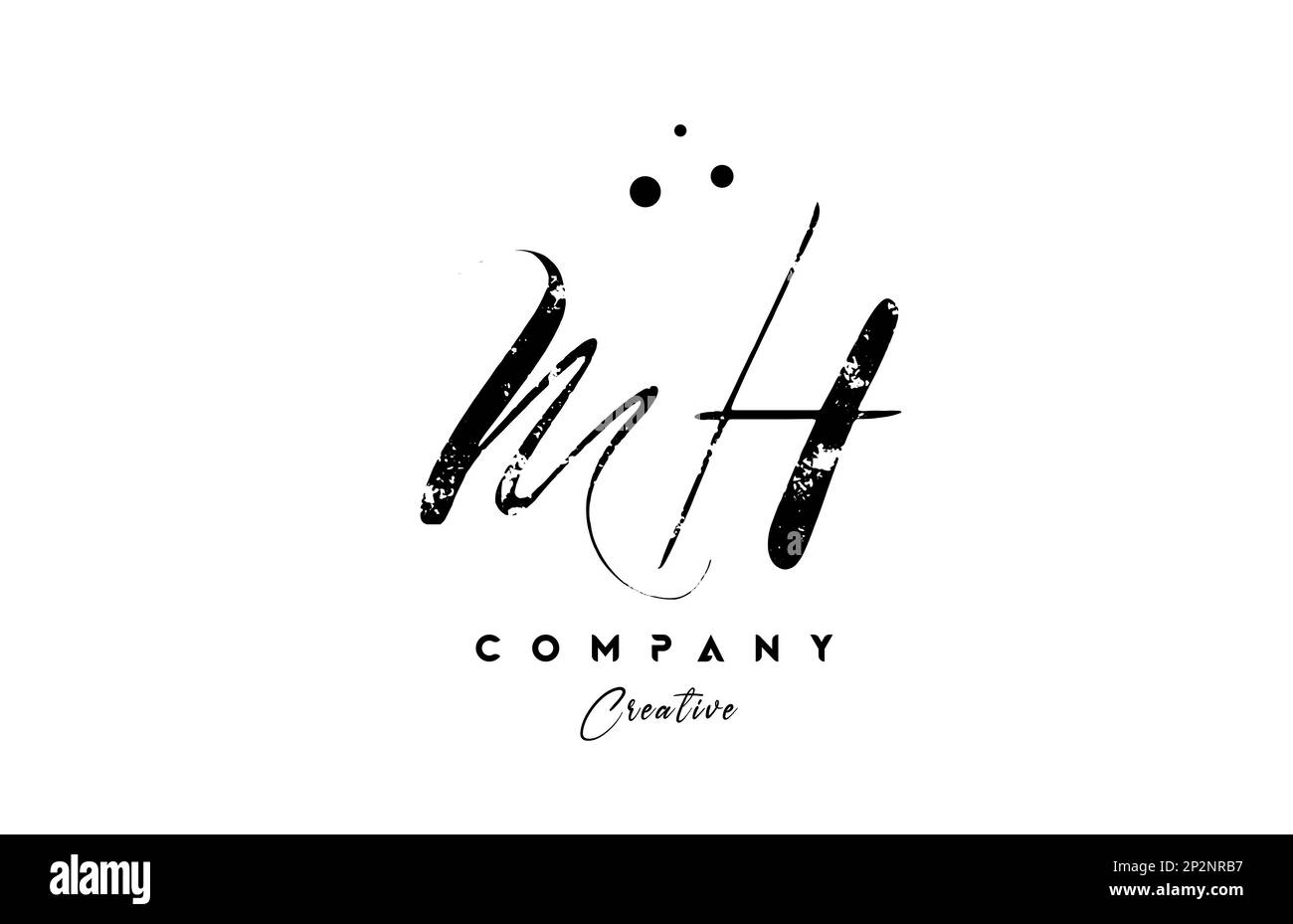 vintage MH alphabet letter logo icon combination design with dots ...