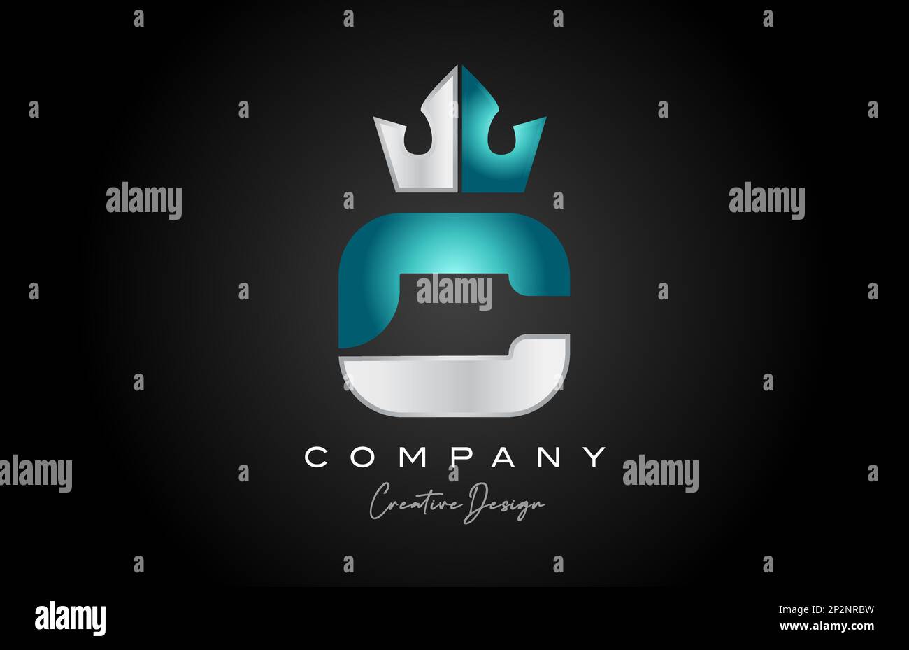 blue grey C alphabet letter logo icon design. Creative crown king ...