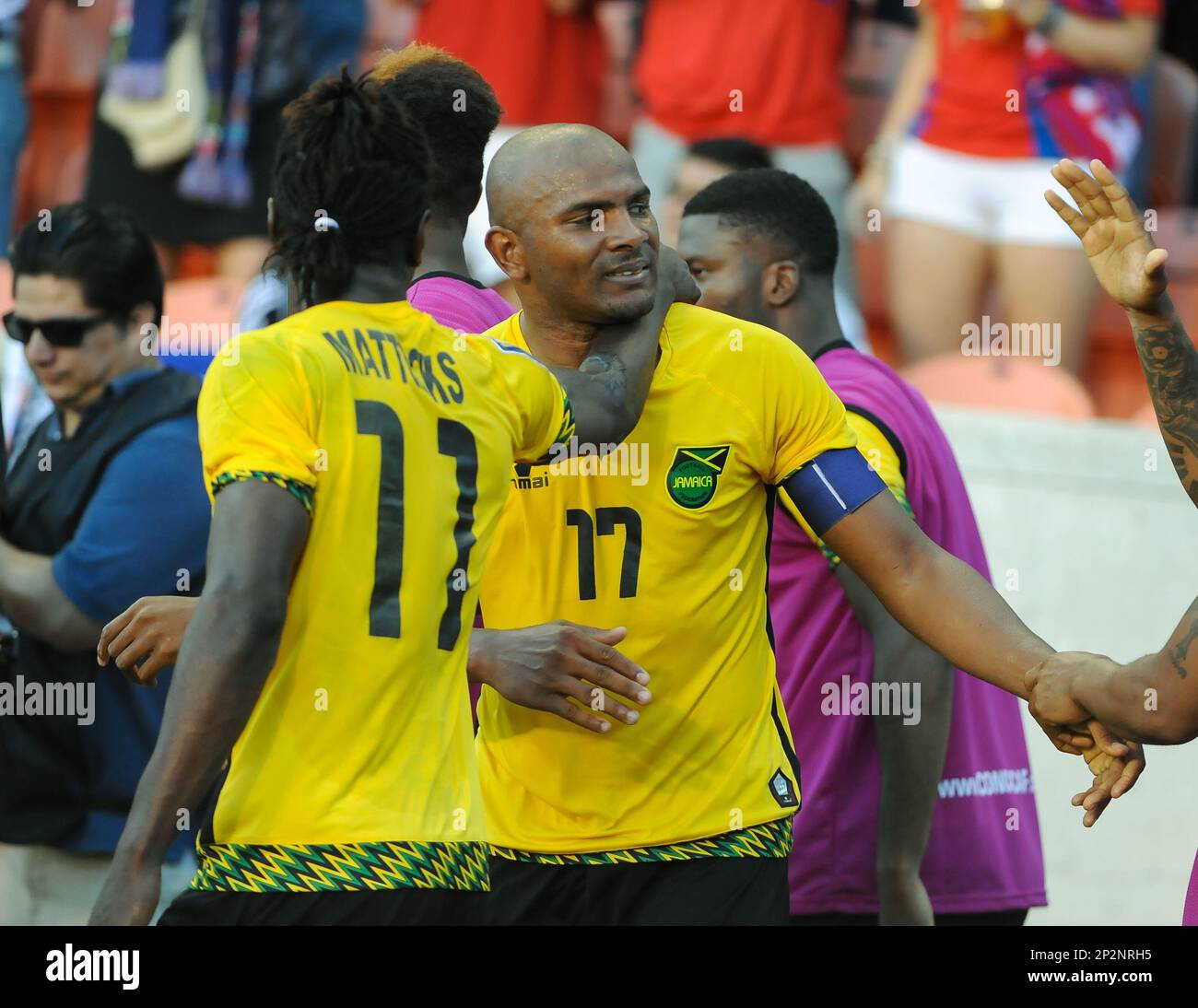 July 11th, 2015: Jamaica MF Rudolph Austin (17) celebrates with ...