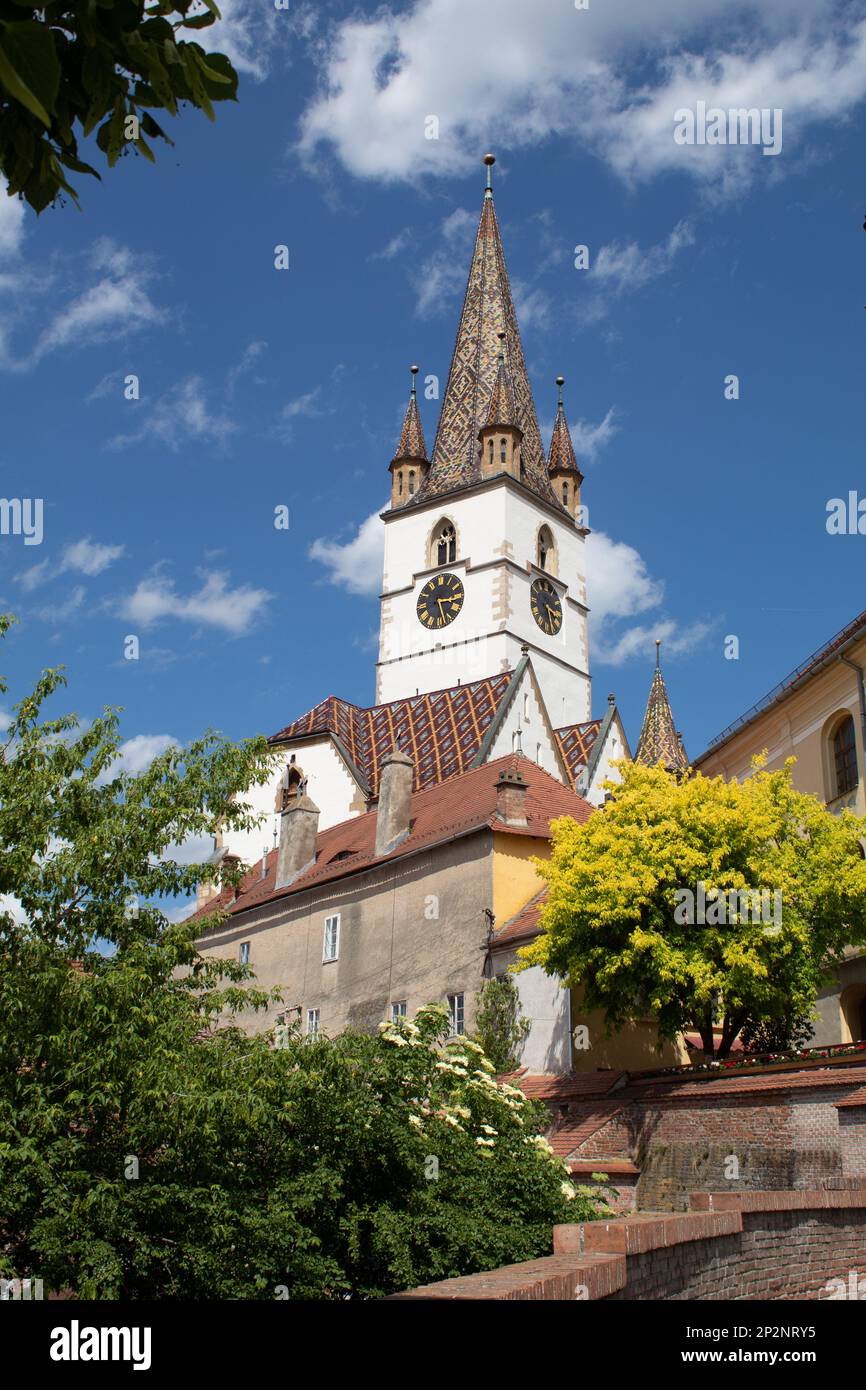 The Church Tower in Sibiu, Romania Stock Photo - Alamy