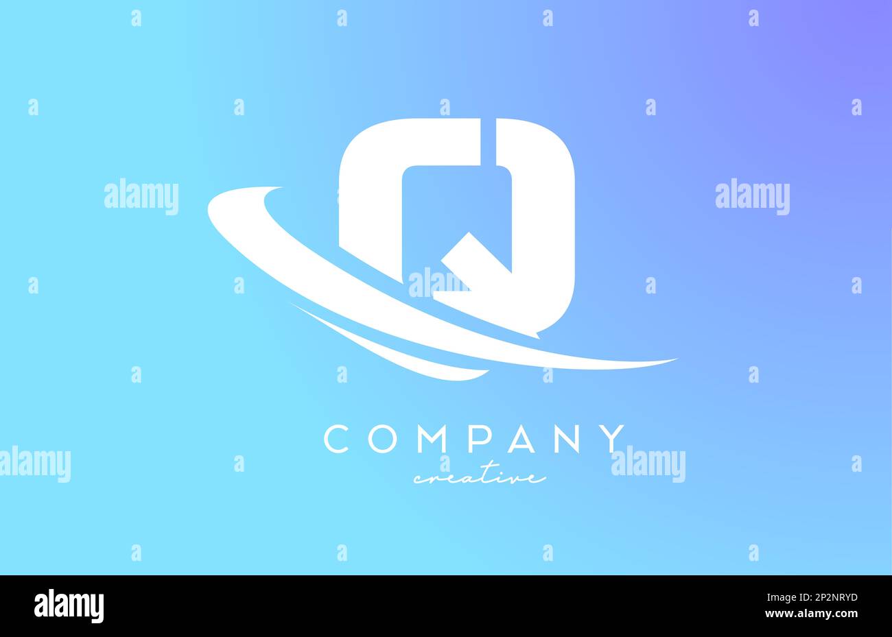 blue pastel color Q alphabet letter logo icon with swoosh. Creative ...