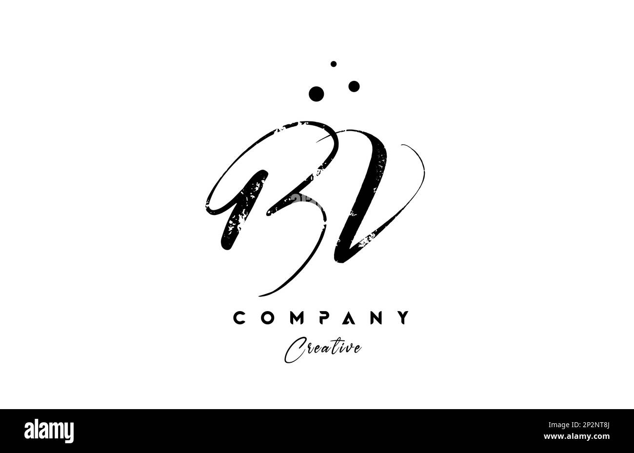 vintage BV alphabet letter logo icon combination design with dots ...