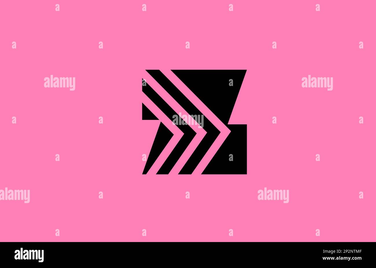 pink black Z alphabet letter logo icon design with geometric lines ...