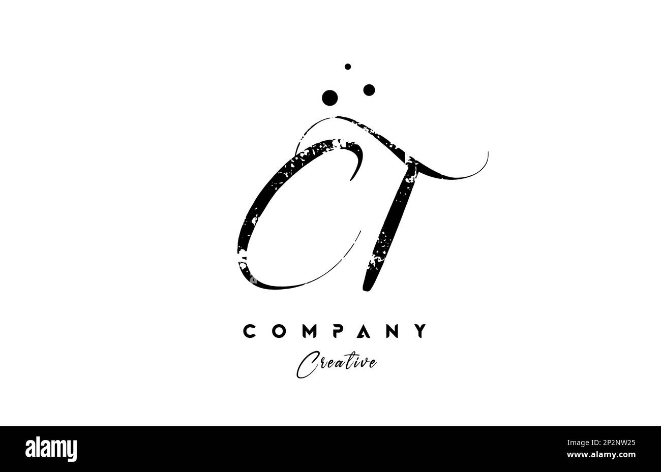 vintage CT alphabet letter logo icon combination design with dots ...