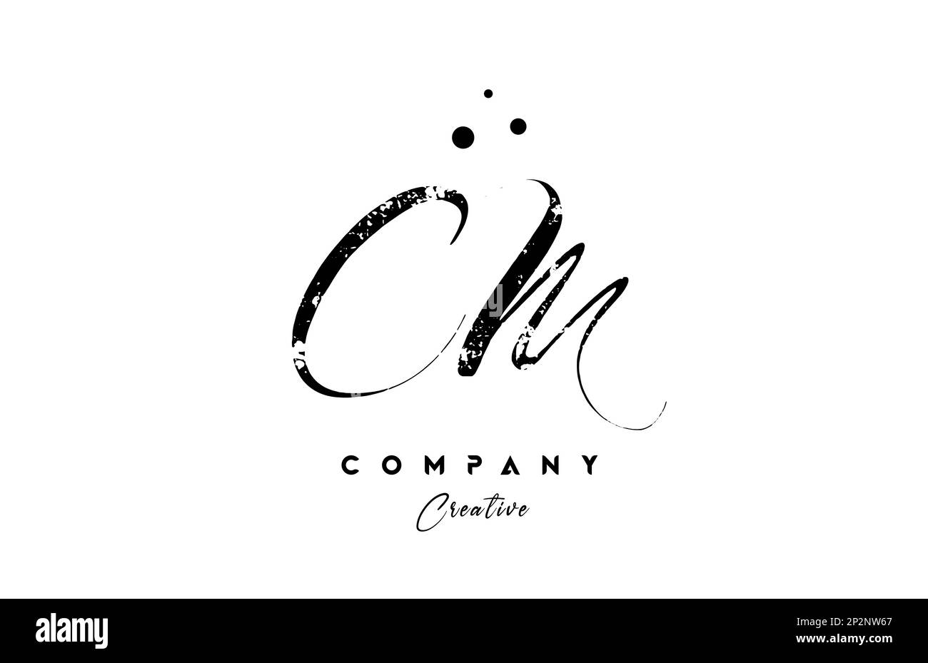 vintage CM alphabet letter logo icon combination design with dots ...