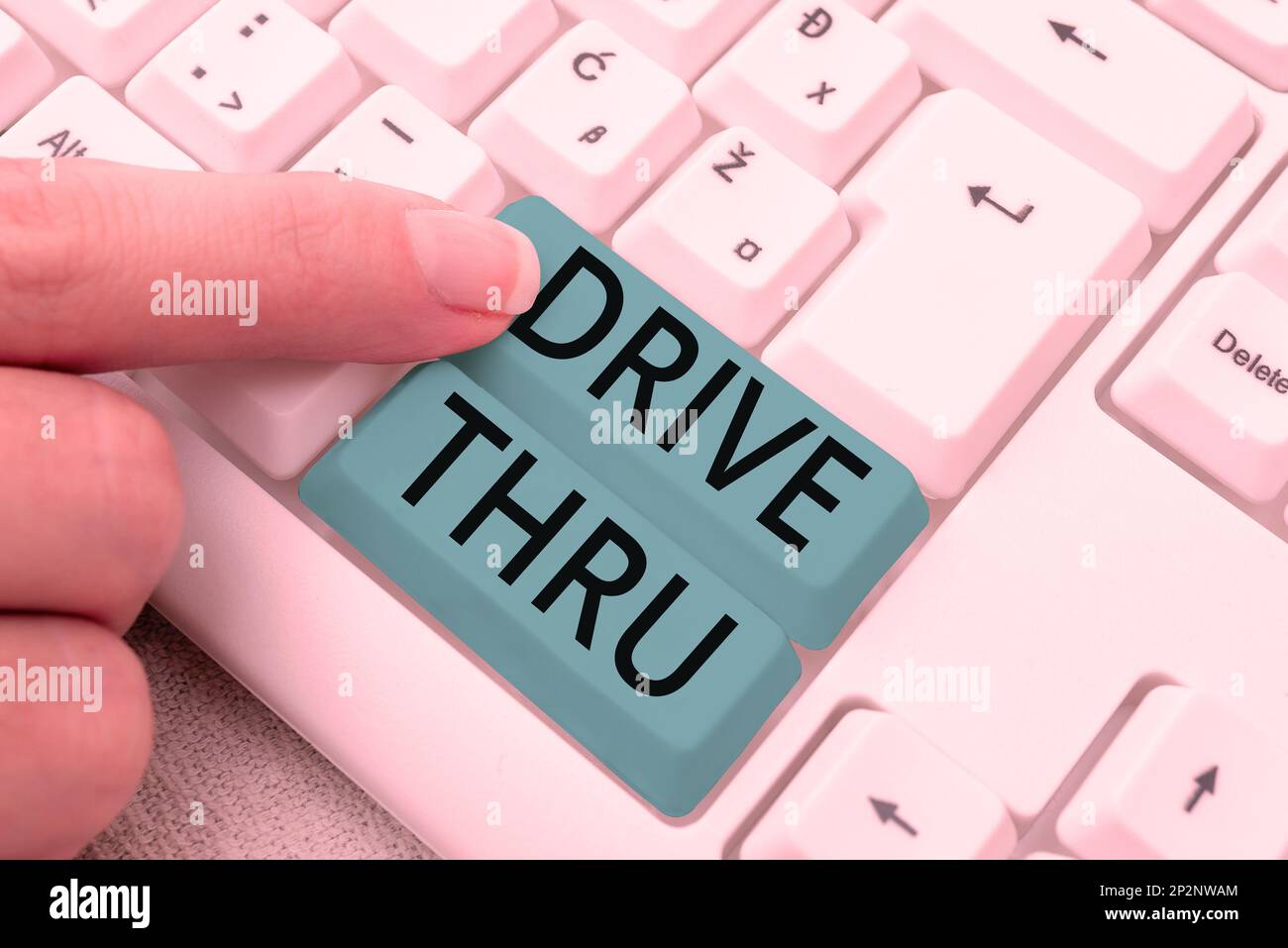 Text showing inspiration Drive Thru. Business showcase place where you ...