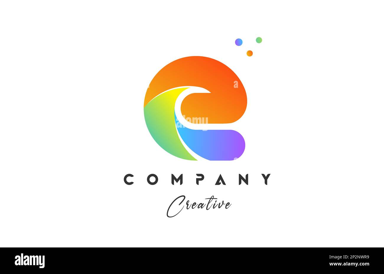 Colored E alphabet letter logo icon design. Yellow blue green color ...