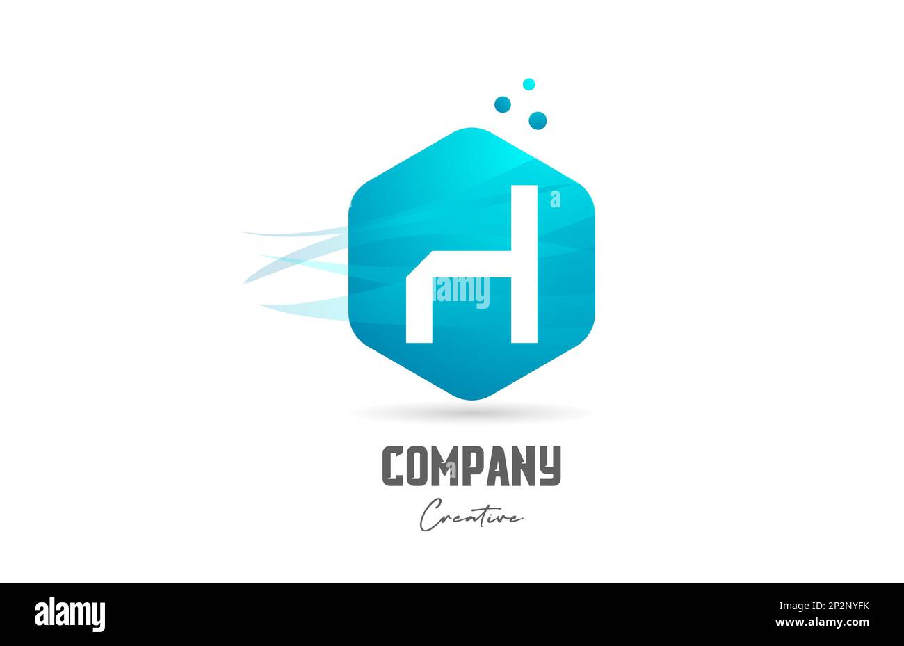hexagon H letter alphabet logo icon design with blue color and dots ...