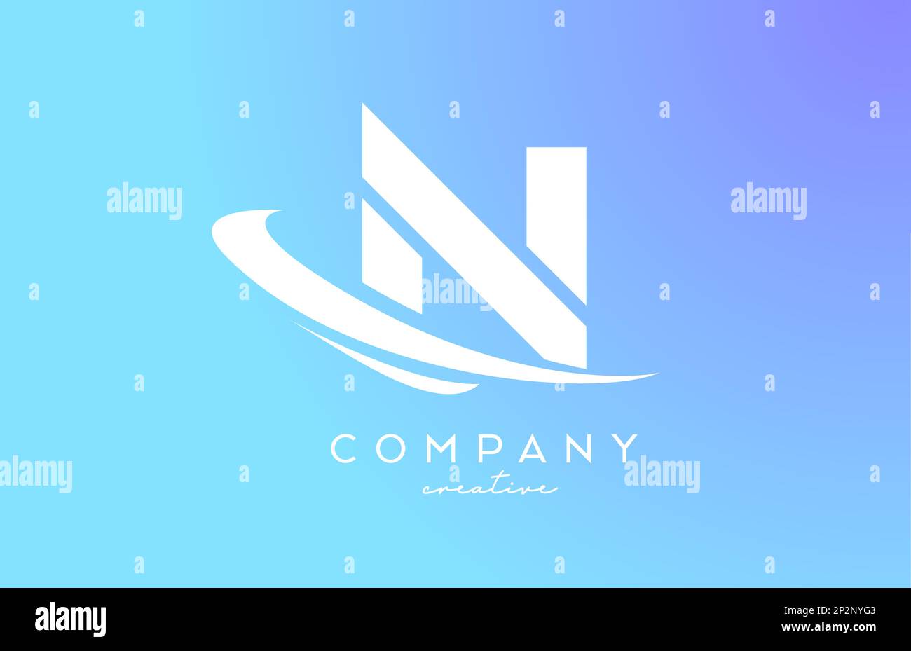 blue pastel color N alphabet letter logo icon with swoosh. Creative ...