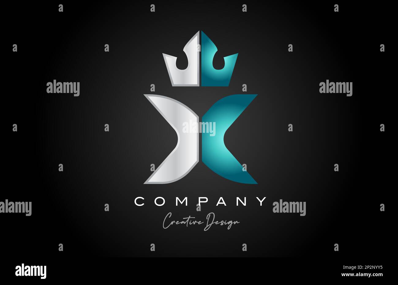 blue grey X alphabet letter logo icon design. Creative crown king ...