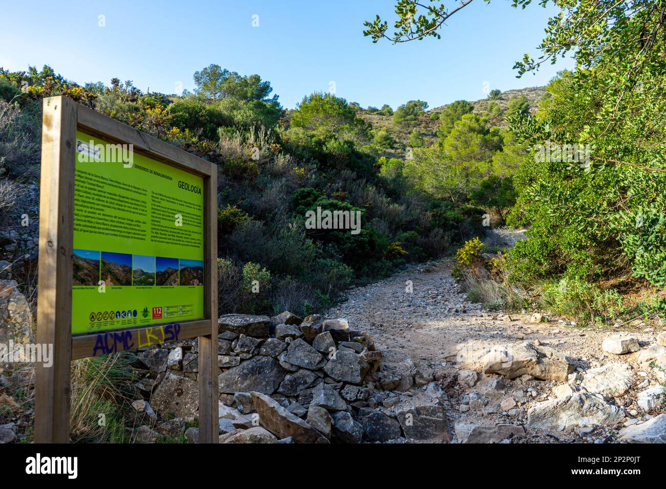Road to mount Calamorro, near Malaga in the Costa del Sol in Spain ...