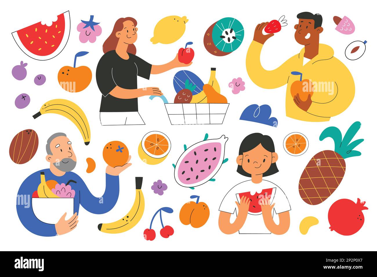 People and fruit collection, senior person buys fruit in grocery ...