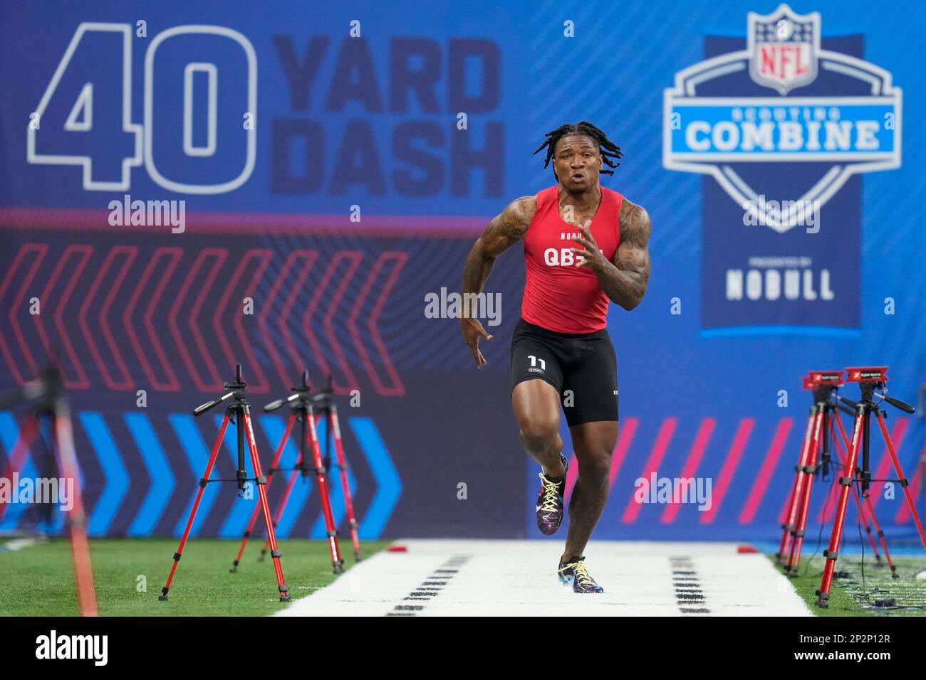 Florida quarterback Anthony Richardson runs a drill at the NFL football ...