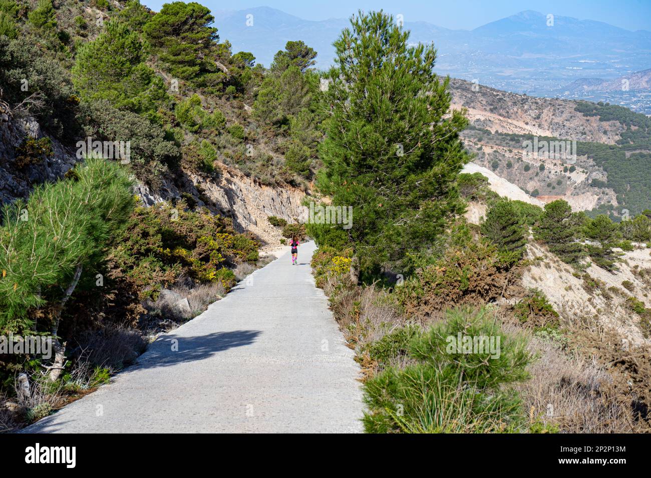 Road to mount Calamorro, near Malaga in the Costa del Sol in Spain ...