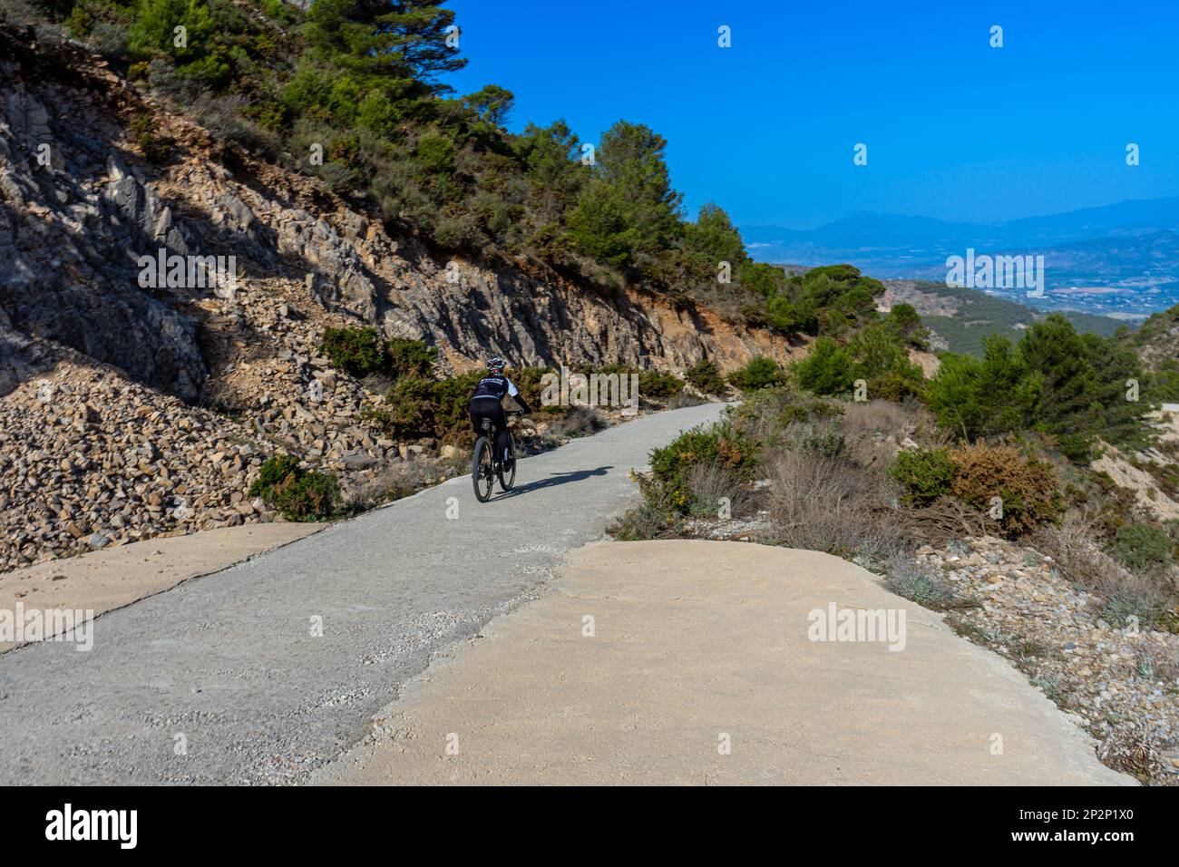 Road to mount Calamorro, near Malaga in the Costa del Sol in Spain ...