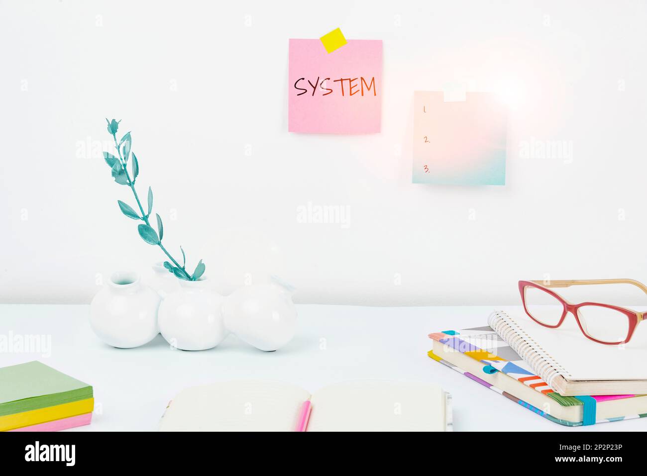 Writing displaying text System. Business overview set of things working ...