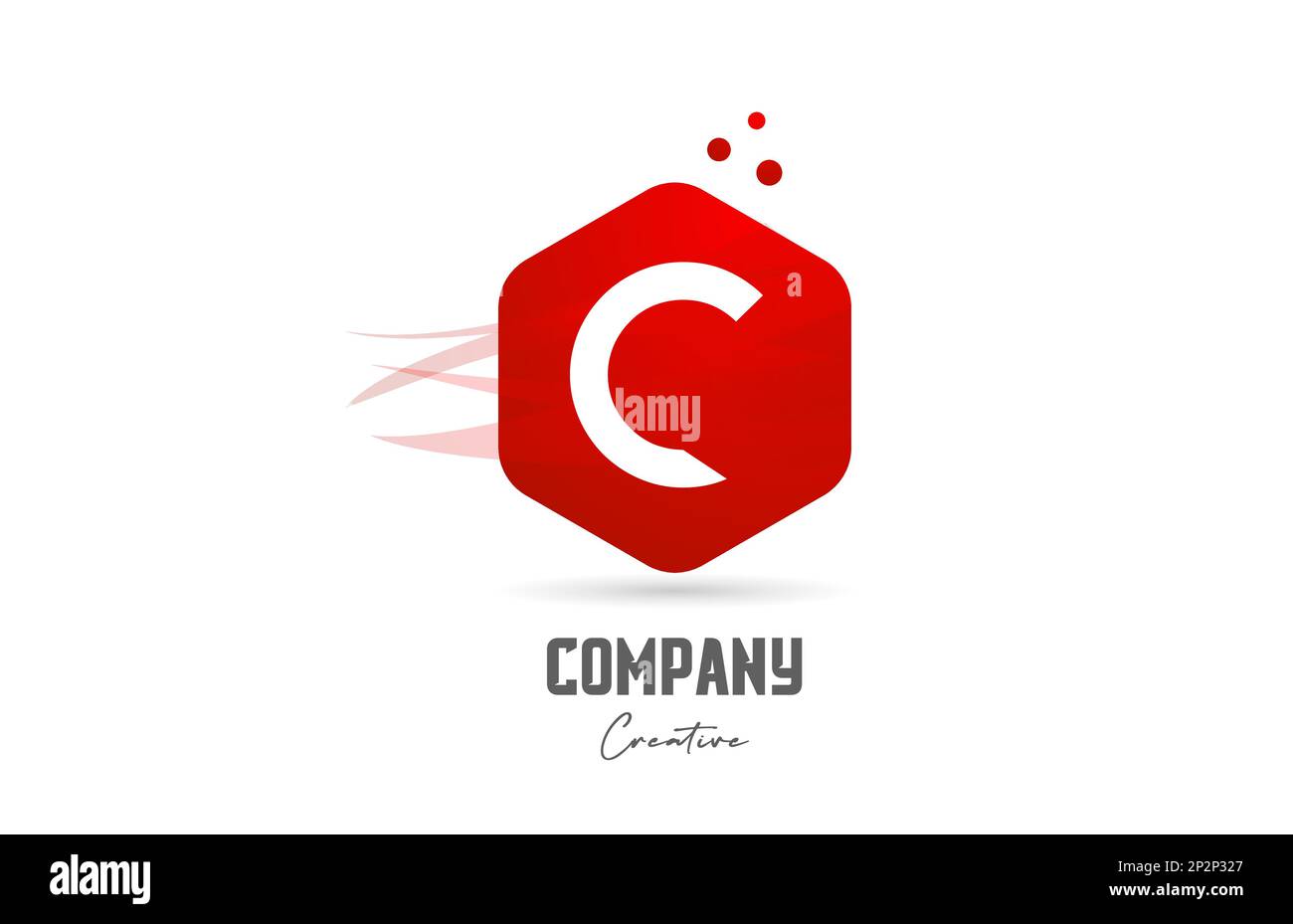 C red hexagon letter alphabet logo icon design. Creative template for ...