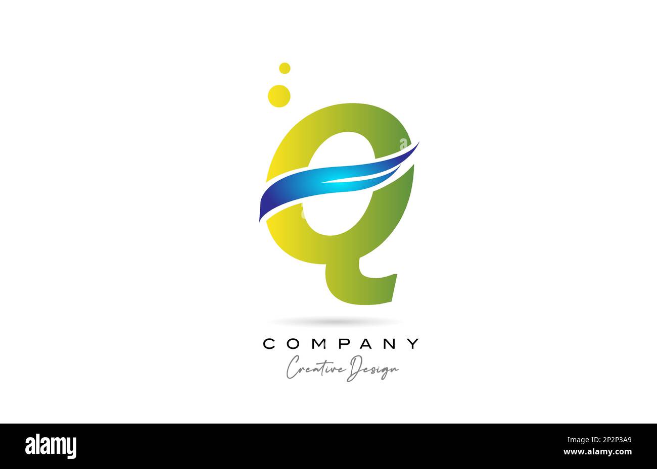 green Q alphabet letter logo icon with swoosh. Creative template for ...