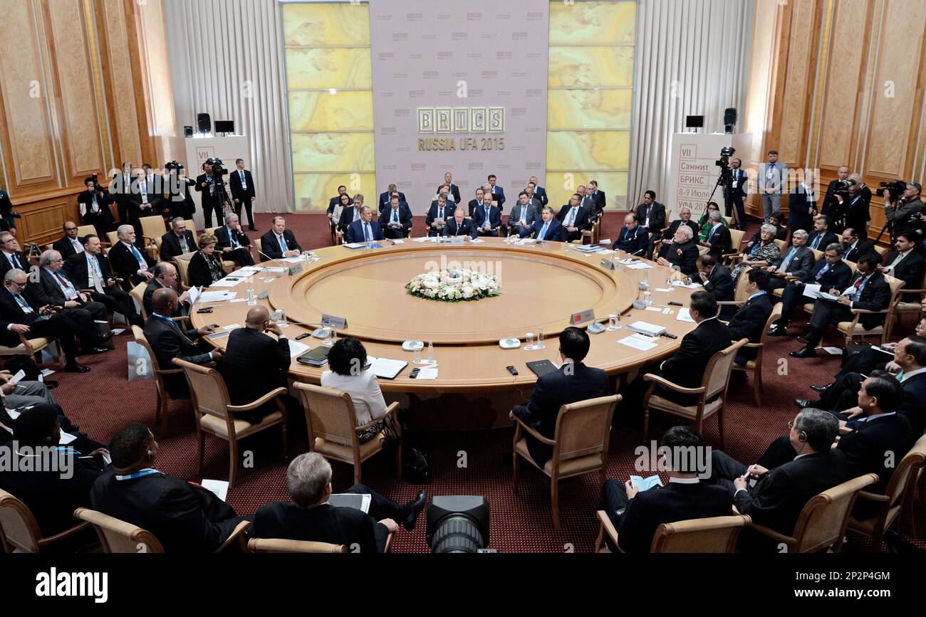 Presidents of Brazil, Russia, India, China and South Africa attend the ...