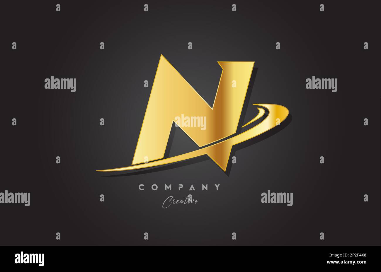 N golden alphabet letter logo icon design. Template for company and ...