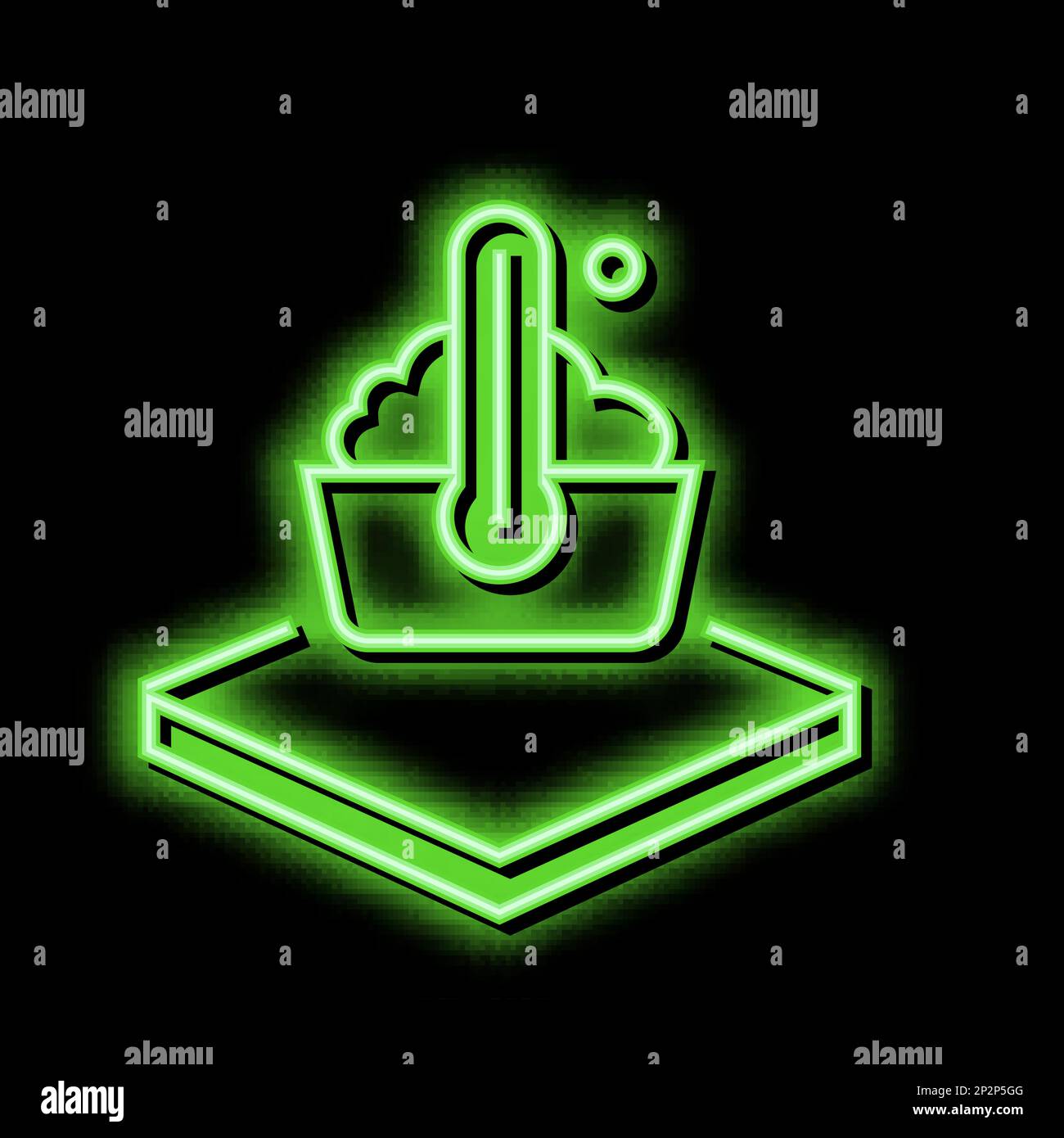 washing temperature fabrics properties neon glow icon illustration ...