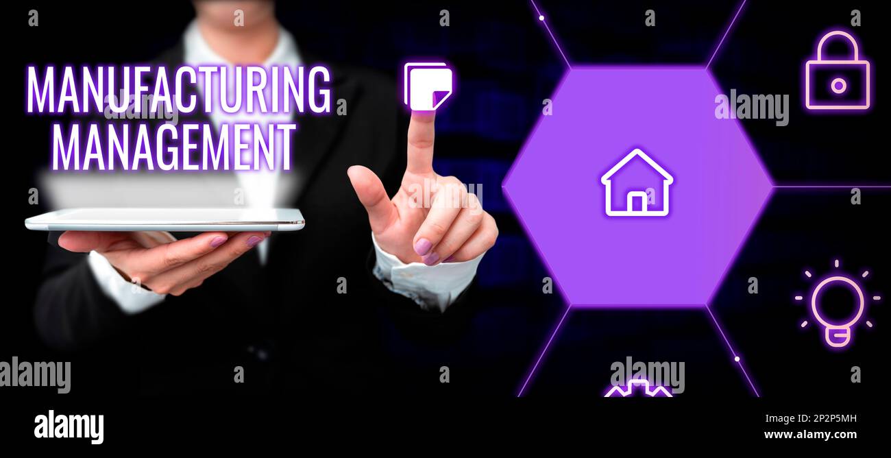 Text showing inspiration Manufacturing Management. Word for methods ...
