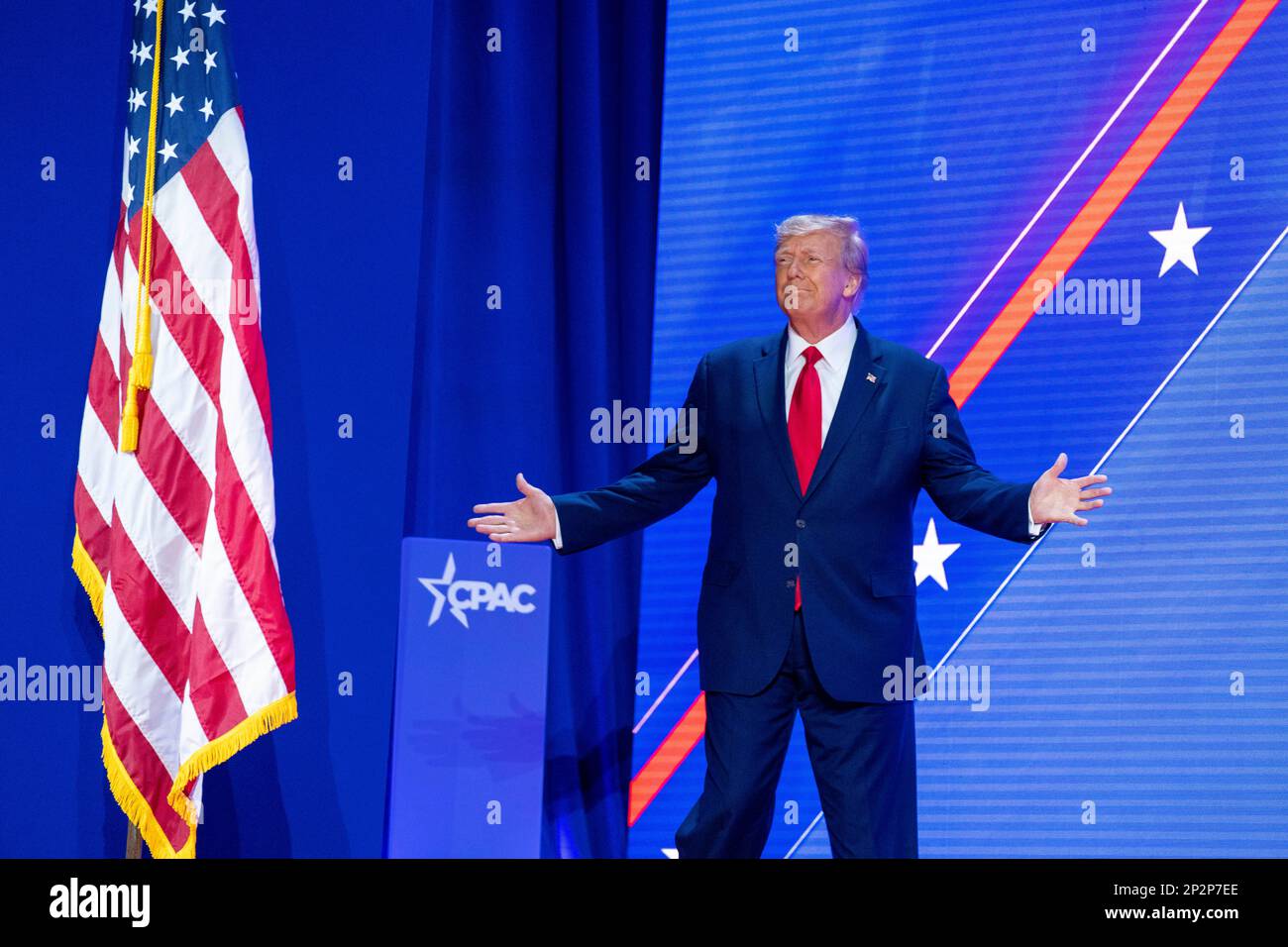 Former President Donald Trump arrives to speak at the Conservative ...