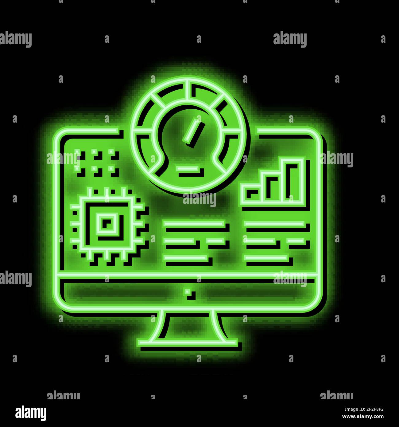 testing semiconductor manufacturing neon glow icon illustration Stock ...