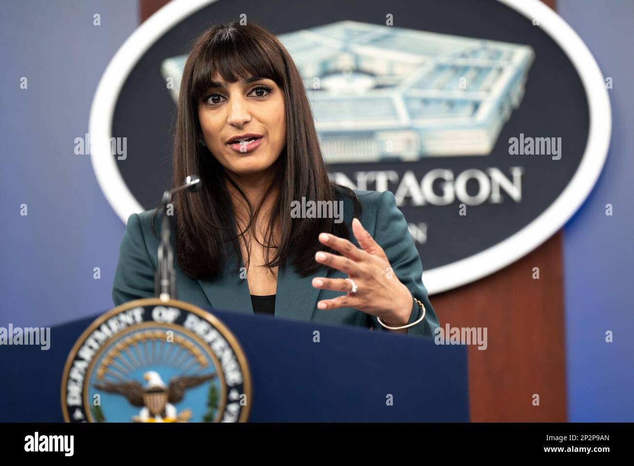 Pentagon Deputy Press Secretary Sabrina Singh holds a press briefing in ... Pentagon Deputy Press Secretary Sabrina Singh holds a press briefing in ...
