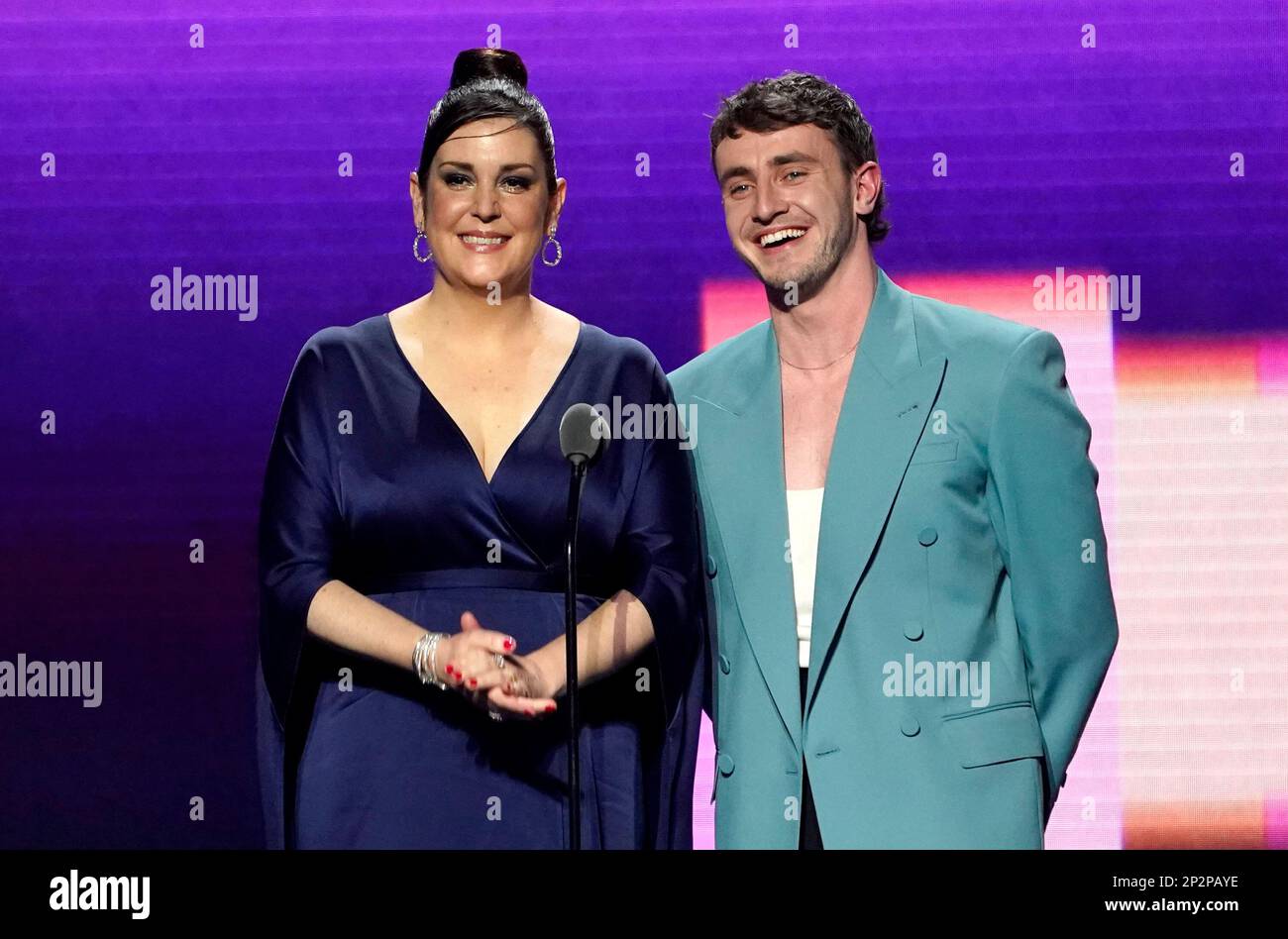 Melanie Lynskey, left, and Paul Mescal present the award for best ...