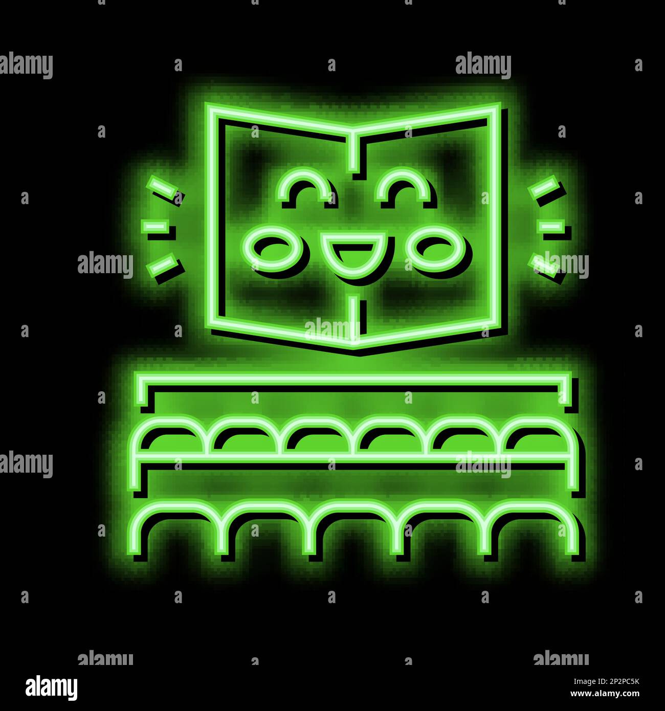 reading room booking in library neon glow icon illustration Stock ...