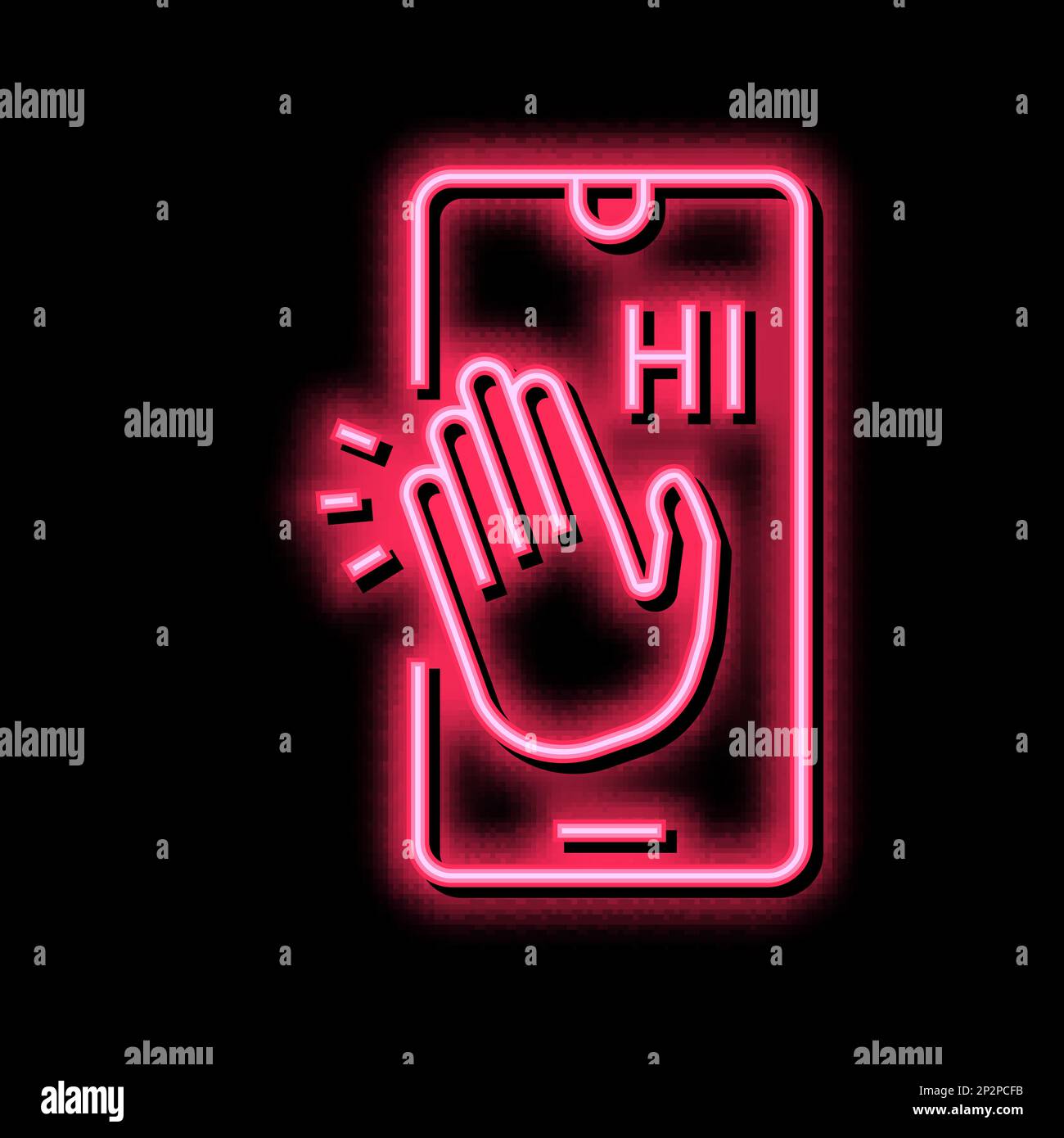 greeting mobile message neon glow icon illustration Stock Vector Image ...