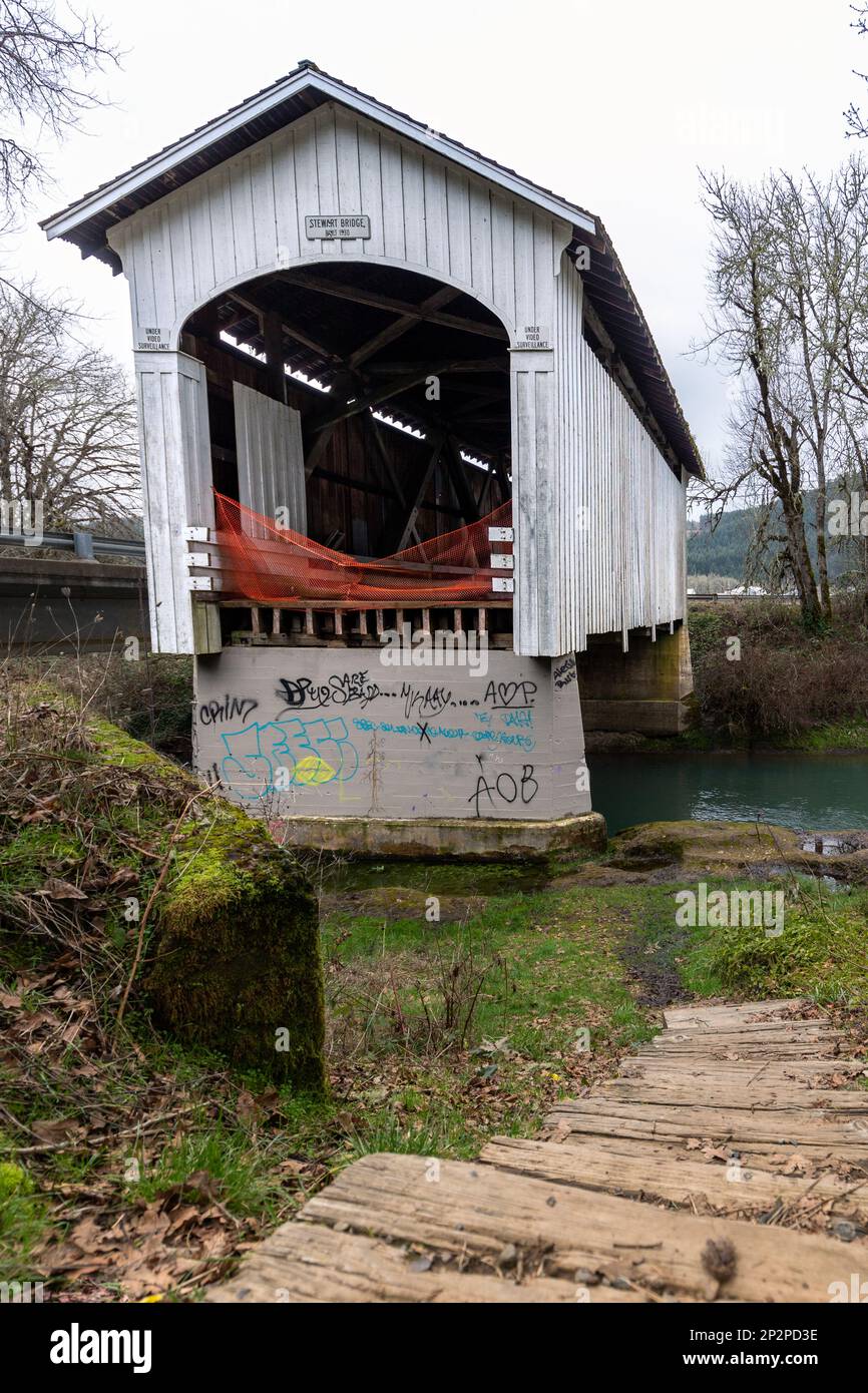 Cottage Grove, OR - Feb 11 2023: Stewart Covered Bridge Built in 1930 ...