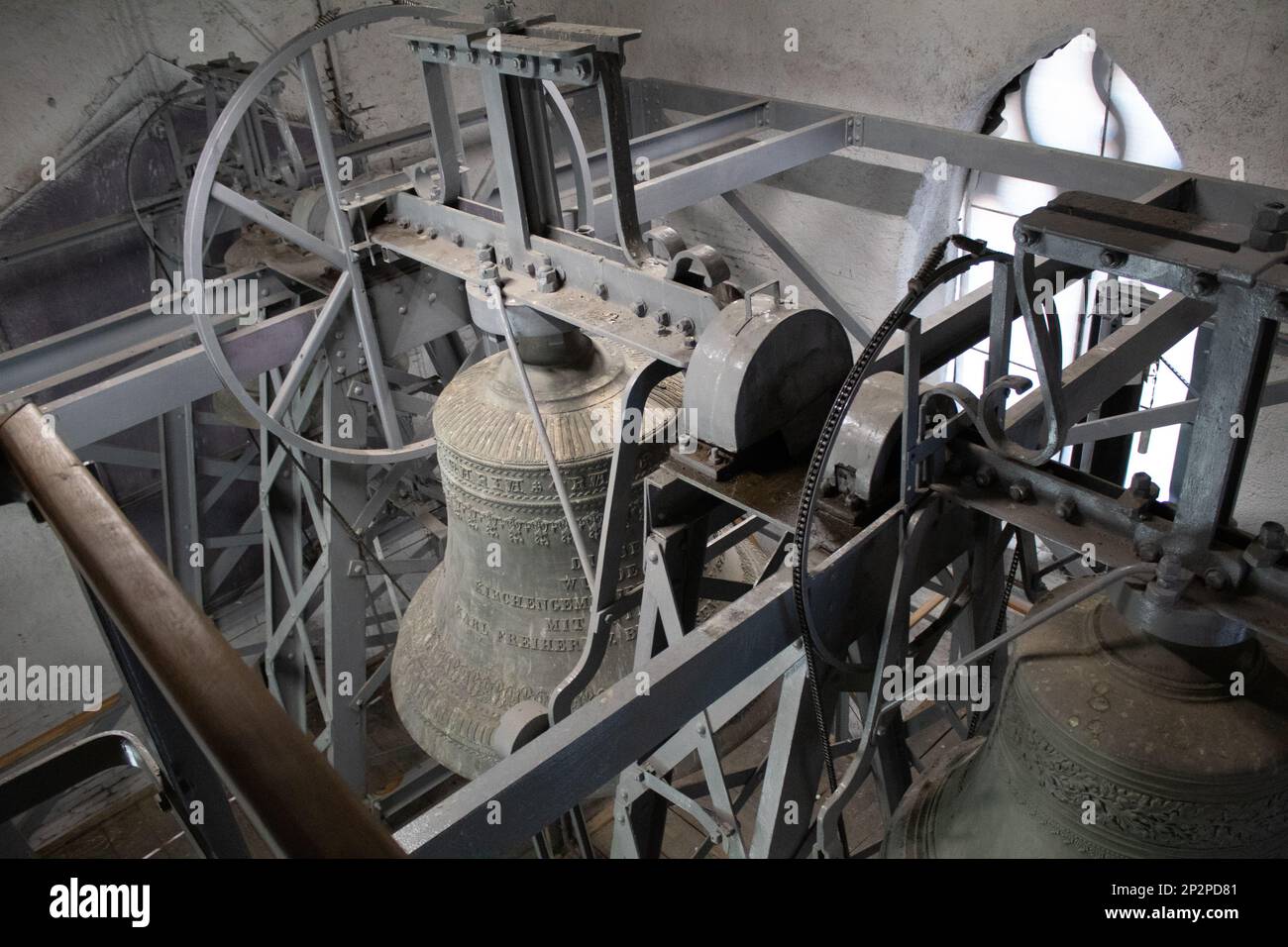 The church bell of St Mary Lutheran Cathedral in Sibiu, Romania Stock ...