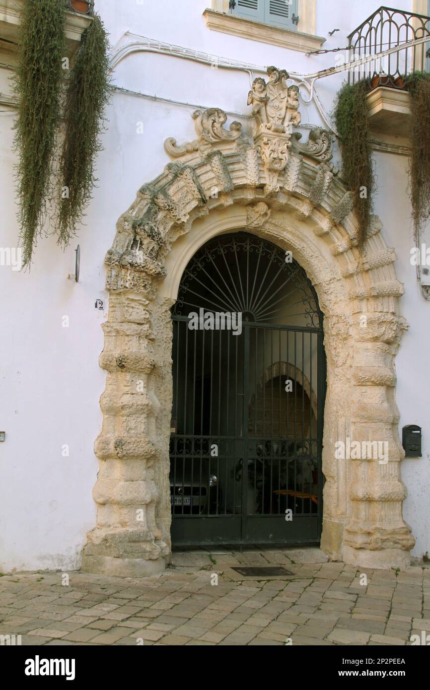 Galatina, Italy. The beautiful portal of the 17th century Palazzo ...