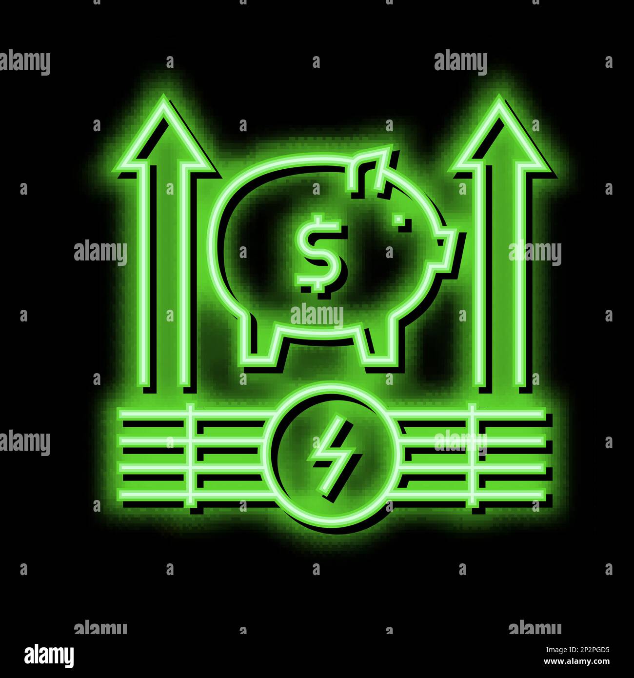 growth money energy saving neon glow icon illustration Stock Vector ...